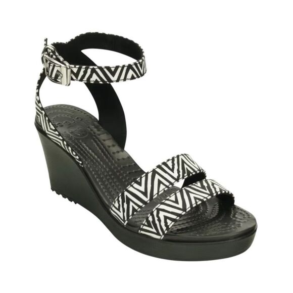 CROCS | Shoes | Crocs Leigh Ankle Strap Wedge Sandals Blackwhite ...